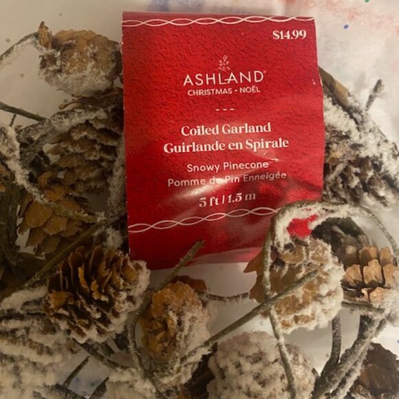 Ashland | Holiday | Ashland Christmas Snowy Pine Cone Coiled Garland ...
